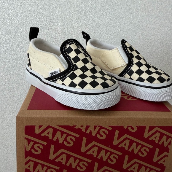 Vans | Shoes | Vans Black And Cream Checkerboard Slipons | Poshmark